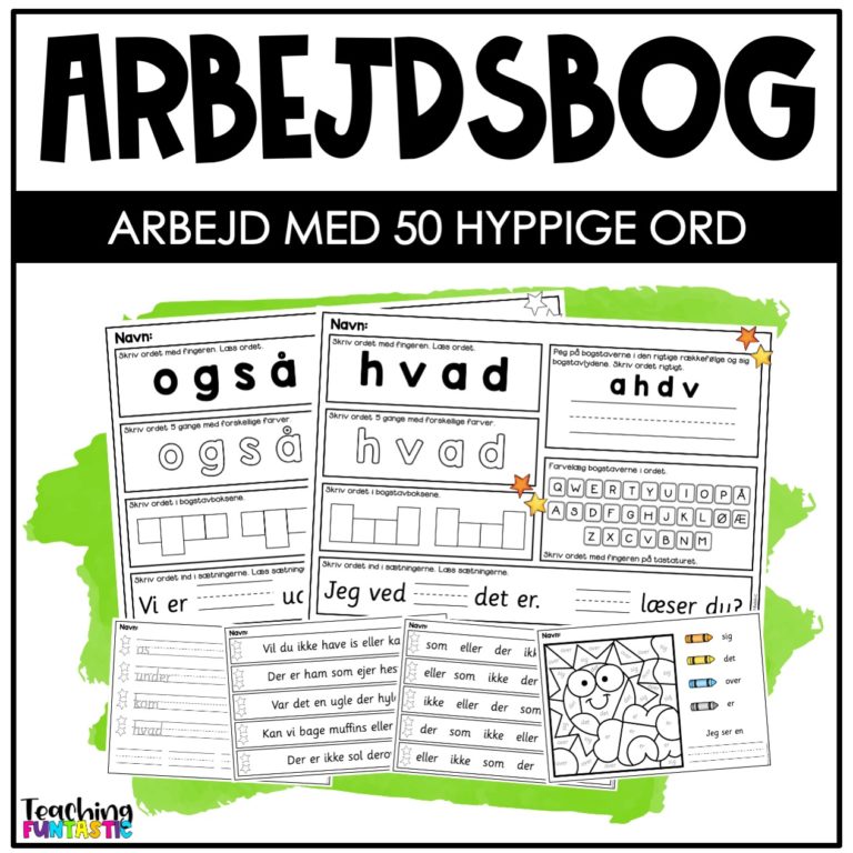Arbejdbog med hyppige ord | Teaching Funtastic