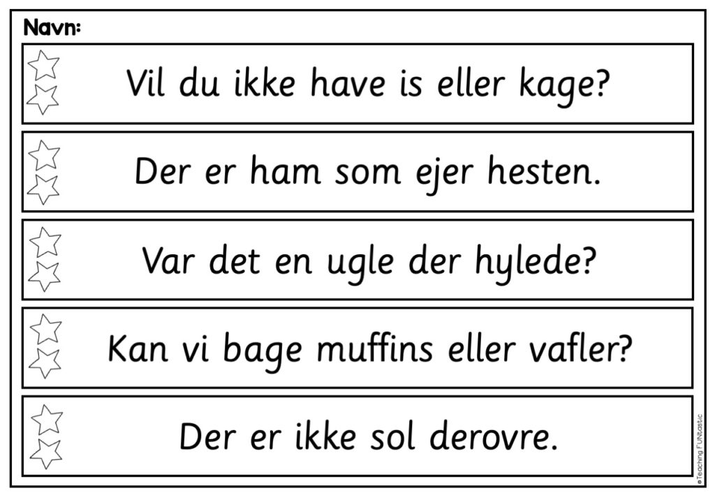 Arbejdbog med hyppige ord | Teaching Funtastic