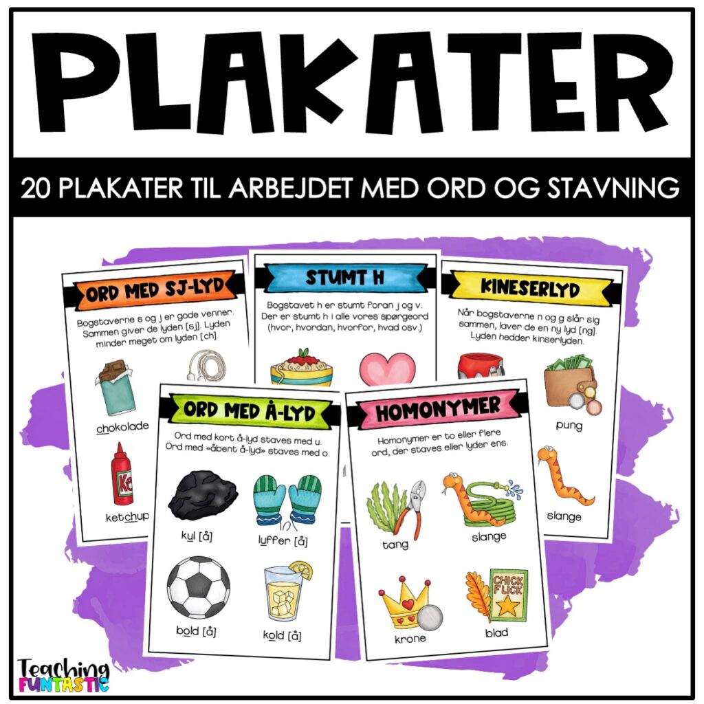 Plakater til at arbejde med ord og stavning - Teaching Funtastic