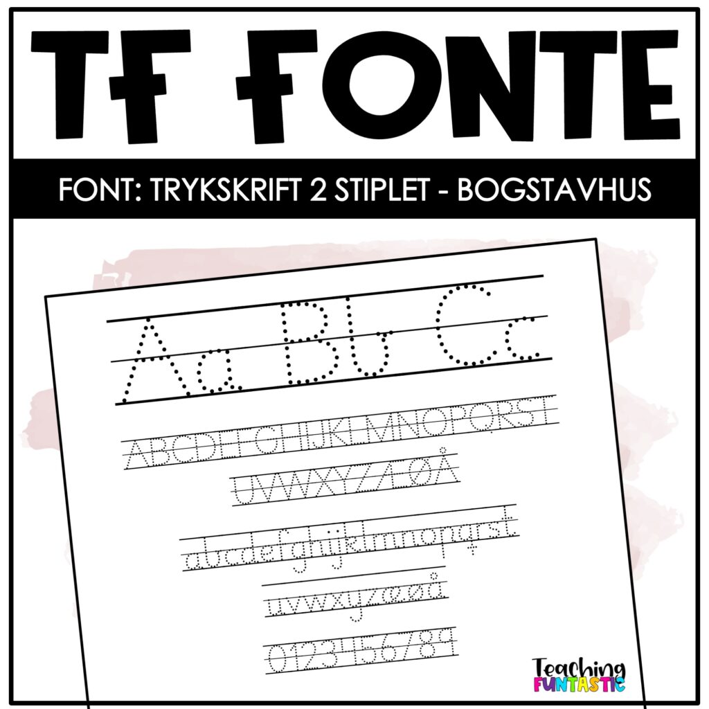 TF Fonte | Fonte til skole; Trykskrift 2 Bogstavhus Stiplet - Teaching ...